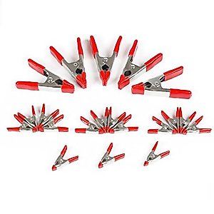 WORKPRO 20-Piece Steel Spring Clamp Set, 15pc 3/4" clamps, 5pc 1" clamps for Wood Working, DIY, Photo Studio Backdrops Backgrounds, W001401A
