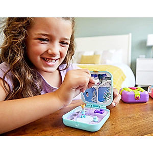 Polly Pocket Hidden Hideouts Frosty Fairytale Compact: 3 Hidden Hideouts, 3 Hidden Reveals, 3 Accessories, 1 Micro Polly Doll & Sticker Sheet
