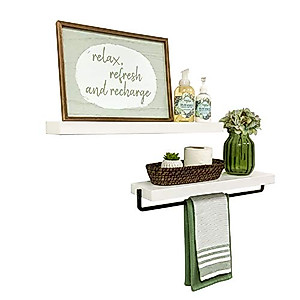 True Floating Towel Holder Set (White, 24 Inch)