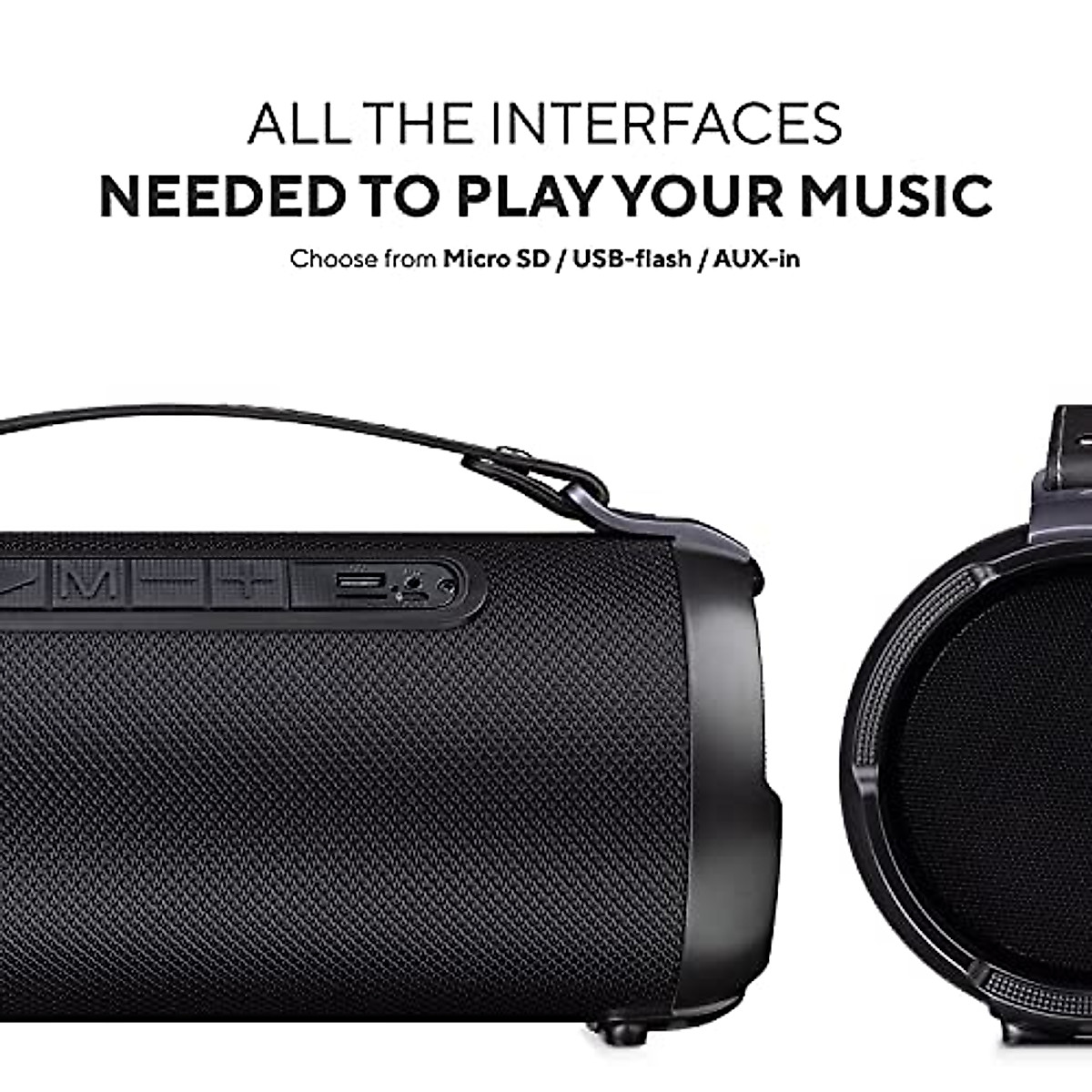 Tyler Wireless Bluetooth Speaker Water Resistant Long Range 300 watt Rechargeable Boombox USB MP3 Micro SD AUX Inputs Fm Radio Sound & Bass Carry Strap Lightweight for Home Outdoor Stereo