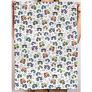 CENTRAL 23 Boy Birthday Wrapping Paper - Monster Trucks - 6 Sheets Birthday Gift Wrap - For Son Grandson Nephew - For Holiday Christmas - Comes With Stickers