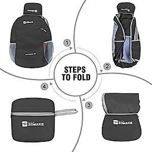 ZOMAKE 20L Small Packable Hiking Backpack for Women Men - Lightweight Travel Hiking Daypack - Water Resistant Foldable Day Pack for Camping Outdoor Sports (Black)