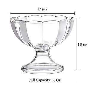 Mezchi Set of 12 Ice Cream Bowl Set, 8 Ounce Plastic Dessert Bowls, Clear Footed Dessert Cups, Ice Cream Cups Bowls for Sundae Milkshakes Parfait Fruit Pudding