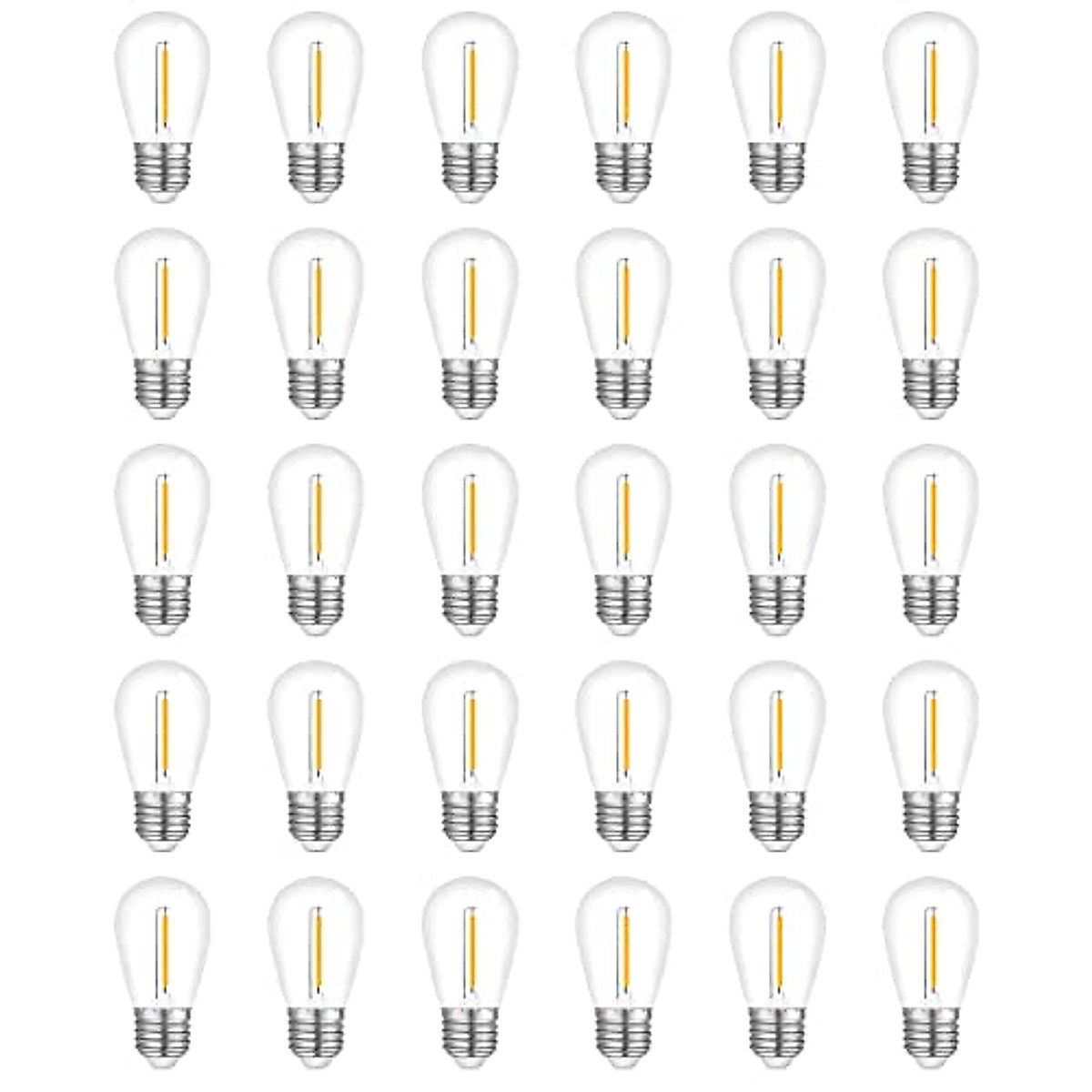 Visther 30-Pack Outdoor String Light Bulbs, Waterproof S14 Replacement Bulb, E26 Base, 1W 120V, 2700K Warm White