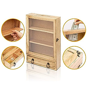 Qiannhee Large Shadow Box Display Case,11x16 Shadow Box Frame with Drawers and Removable Shelves of Flower Photos Wood pet Memorial Shadow Box, Wood Shadow Box as a Wedding Gifts (Rustic Brown)