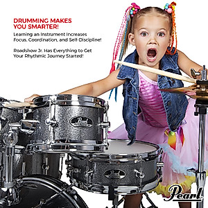 Pearl Roadshow Jr. 5 Piece Drum Set with Hardware and Cymbals, Gindstone Sparkle (RSJ465C/C708)