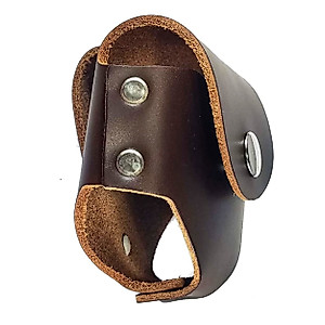 The Lady Texan Genuine Brown Leather Snuff Can Holder with Snap Closure