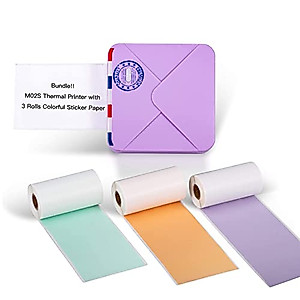 Phomemo M02S Pocket Thermal Printer- Bluetooth Photo Printer with 3 Rolls Colorful Sticker Paper, Compatible with iOS + Android for Plan Journal, Study Notes, Art Creation, Work, Gift