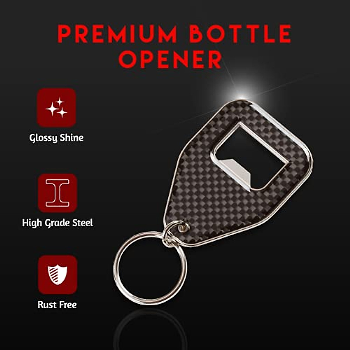 AXS Carbon Fiber Bottle Opener keychain - Pack of 2 - Ultralight and Canonical Size Keychain for the Outdoor Parties - Travel Accessories for Men and Women