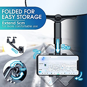 FONKEN 2-Pack 360°Rotatable and Retractable Car Phone Holder, 【New Version】 Multifunctional Rearview Mirror Phone Holder Universal Phone Mount for Car Rear View Mirror Car Mount for All Smartphones