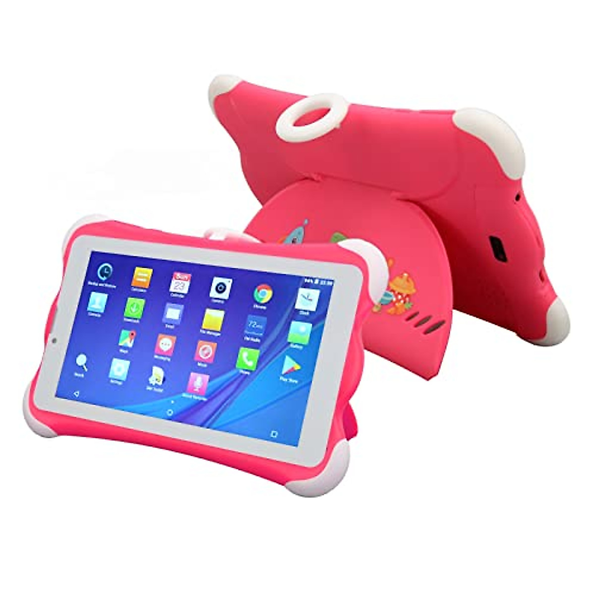 Toddler Tablet Pink 6000mAh Rechargeable Battery Eye Protection 7 Inch 1280x800 Kids Tablet for Study (US Plug)