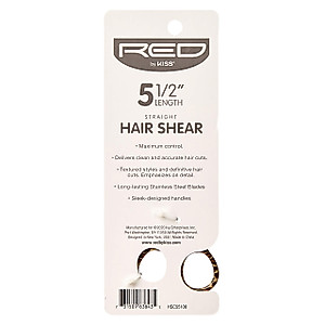 Red by Kiss Straight Hair Cut Shear, Ergonomic Design, Light Weight (Hair Shear, 5.5") No Extra Maintenance Needed