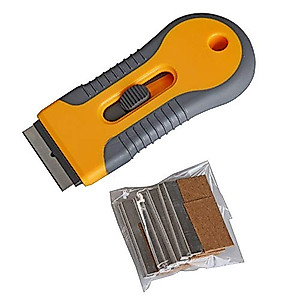 Retractable Razor Blades Scraper for Window Film Glass Glue Removing 5pcs Extra Replaceable Razor Blades