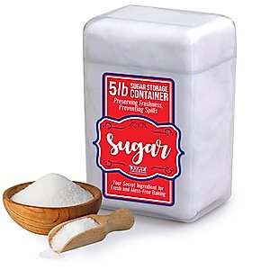Stay Fresh Sugar Storage Container – Kitchen Discovery – Snap Close Sugar Canister Keeps Granules Fresh, Pourable and Spillproof for Optimal Sugar Storage