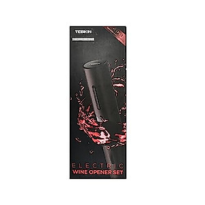 TEBIKIN Electric Wine Bottle opener，Battery Operated Automatic Wine Bottle Corkscrew Opener with Foil Cutter,2 Wine Vacuum Stopper，Wine Pourer for Gift，Home，Party