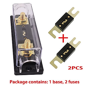 200 amp Fuse,anl Fuse Holder car Audio Fuse,mega Fuse holderfor 0/2/4/6/8 Gauge Wire Contain 2 pcs 200A Fuse for Audio/Video/Alarm/Amplifier Car Truck Solar Boat DIY