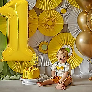 TONIFUL 50 Inch Large Gold Number Balloons 0-9, Foil Mylar Big Digital Balloon Number 1 Digit one for Birthday Party, Wedding, Bridal Shower, Engagement, Photo Shoot, Anniversary (Gold one)