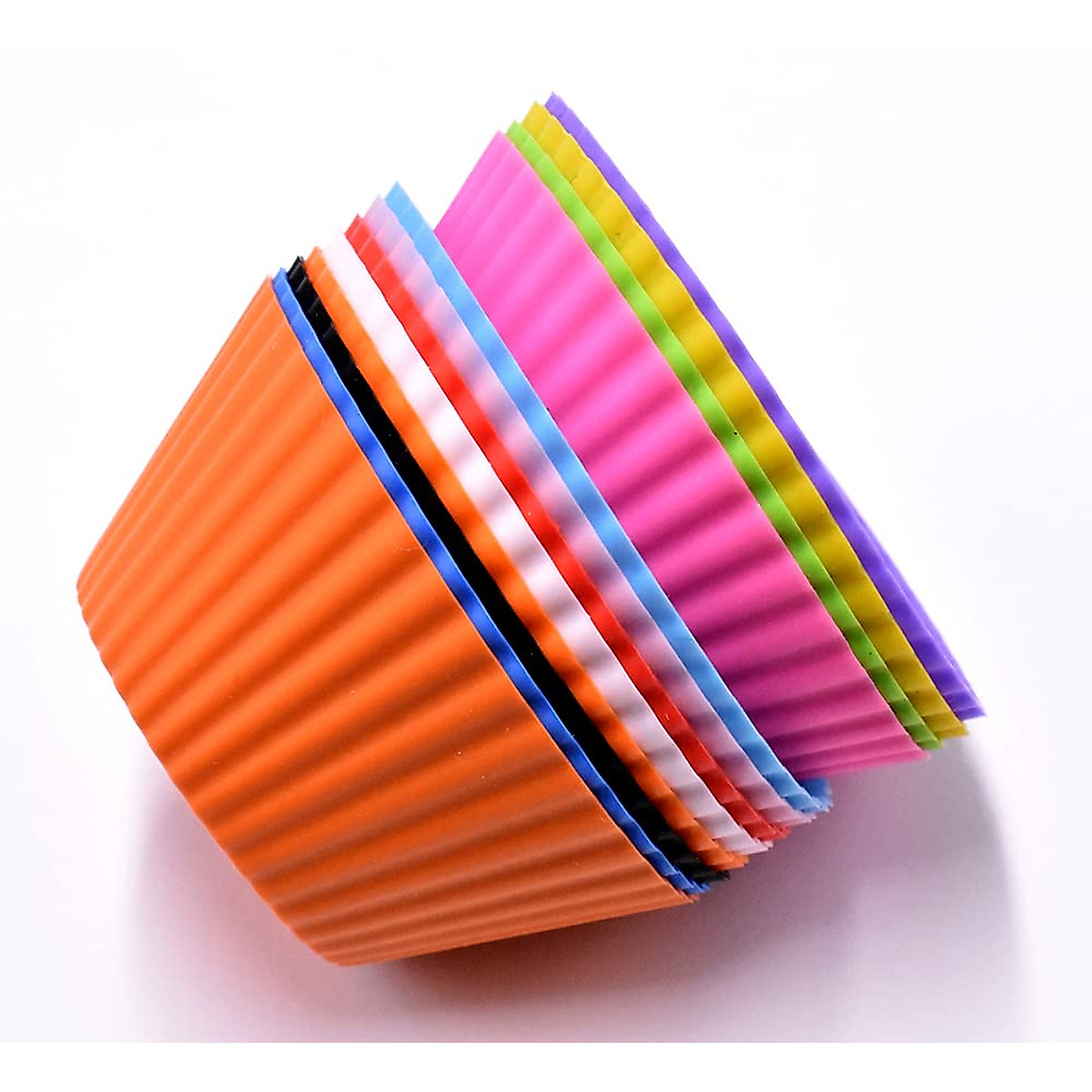 12PCS Silicone Mini Reusable Muffin Baking Cup Small Cupcake Holders Random Color Silicone Cupcake Liners Pastry Dessert Cups Nonstick Liner Molds for Making Muffin Chocolate Bread(Round)