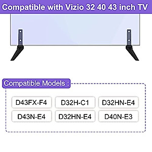 TV Base Stand for Vizio TV Legs Replacement, for Vizio 32 inch 40 inch 43 inch Smart TV, for Vizio D32H-C1 D32HN-E4 D32HN-E4 D40N-E3 D43FX-F4 D43N-E4 TV Base Stand for Vizio TV Stand with Screws