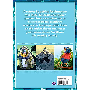 Sticker by Number Nature - 12 Designs Including Mountains, Waves, Flowers, Fish, Frogs, Birds, Dragonfly & More