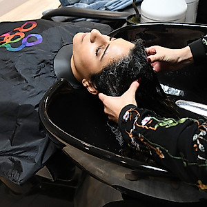 FRAMAR Shampoo Screen Salon Cape, Hair Cape – Shampoo Cape with Snap Closure and Rubberized Collar, For Hair Dye, Hair Color, Cosmetology Supplies and Hair Coloring