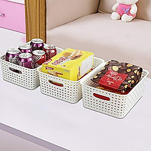 NICESH 6-Pack White Plastic Small Storage Baskets, 10" x 7.7" x 4"