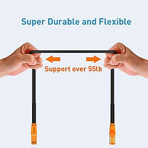 Cat 8 Ethernet Cable 50 ft, Flat Ethernet Cable Faster Than Cat7/Cat6/Cat 6e/Cat5 High Speed Ethernet Cable up to 40Gbps 2000Mhz Internet Cable Compatitable for Router Modem Gaming Laptop Xbox