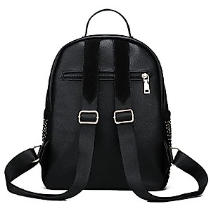 ZZFAB Rhinestone Backpack Faux Leather Black