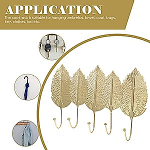 Alipis Leaves Iron Hooks Wall Hanging Hook Decorative Wall Hooks Key Holder Gold Single Prong Coat Hanger for Clothes Hat Jacket Towel