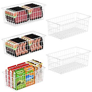 Orgneas Freezer Organizer Bins, Freezer Baskets for Chest Freezer and Upright Freezer Refrigerator Dividers Frozen Meats Storage Containers Organizer for Fruits and Vegetables, 5 Packs