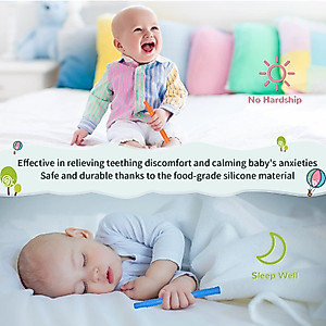 Baby Teething Toys 7 Pack, Soft Silicone Baby Teether Tubes, Baby Hollow Teether Sensory Toys Gum Massager, BPA Free & Freezer Safe