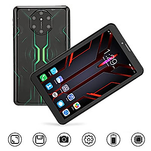 PUSOKEI 7in Android Tablet PC, Dual SIM Calling Tablet, 4GB RAM 32GB ROM, 8 Cores CPU, 1080P IPS Touch Screen, 5MP and 8MP Camera, 2.4G 5G WiFi, BT 5.0, Android 10.0(Bright Green)
