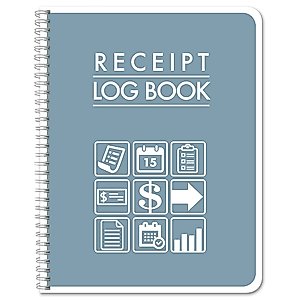 BookFactory Receipt Log Book/Business Purchase and Returns Tracking Journal - 100 Pages, 8.5" x 11", Wire-O (LOG-100-7CW-PP(Receipt-Log)-BX)