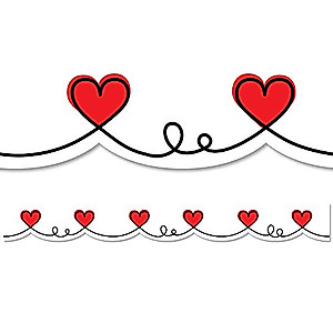 Creative Teaching Press Doodle Hearts EZ Border Bulletin Board Border Classroom Decor, Multicolored, 2-3/4" x 24", (CTP10479)