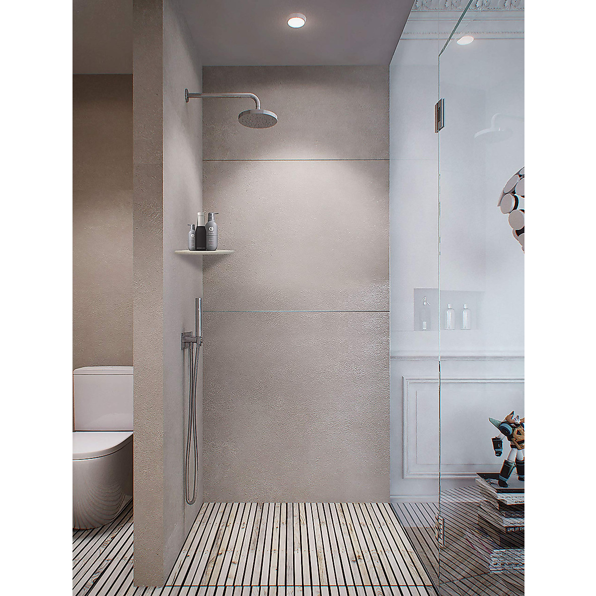 Simple Tile - Genuine Marble Corner Shelf for Bathroom Shower Wall, 9"X9"X5/8", Both Sides Polished (CMMT9SHE - Crema Marfil)