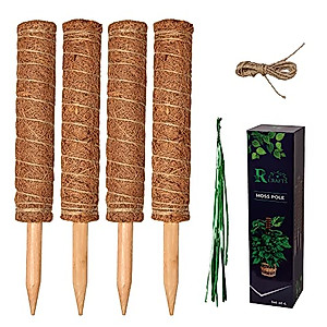 Rcraft 63 Inch Tall Moss Pole for Plants Monstera 4 Pack with Hemp Rope, Bendable Stakes for Indoor Plants Support/Totem Pole, Climbing Plants Sticks for Growth- Perfect for Medium/Large House Plants