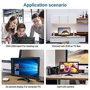 Prechen 11.6 Inch Small HDMI Monitor 1366x768 Small PC Monitor TFT LCD Monitor Built-in Speaker with HDMI VGA AV BNC USB Input Mini HD Color Screen Display