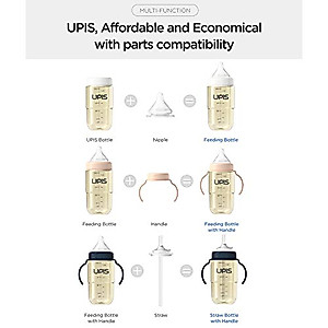 UPIS 2 Count [6 Month+] 100% Silicone Straw (ONLY Compatible with UPIS Straw Cup) - Anti Colic Air Vent, BPA-Free, Cross-Cut Straw