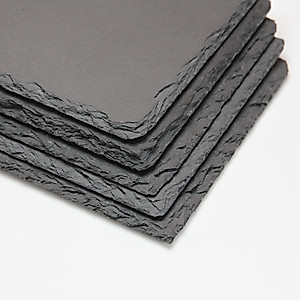 Fansch 5 Pack 12" x 5.5" Black Natural Slate Cheese Board with Natural Edge for Kitchen Dining Party, Stone Plates for,Cake Fruit Meat Appetizers Dried Fruits Display board, Set of 5 (12"x5.5")