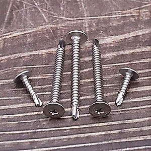 L-A #8 x 1-1/4" 410 Stainless Steel Wafer Head Phillips Self Drilling Screws Sheet Metal Tek Screws, Modified Truss Head Self Driller (50 Pcs;4.2 x 32mm)