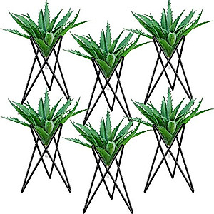 6 Pieces Air Plant Holder Black Metal Tabletop Air Plant Stand Rack Air Fern Display Stand for Home, Office and Wedding Decoration