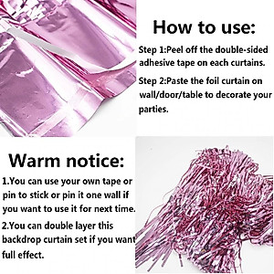 Rose Gold Tinsel Curtain Party Backdrop- Foil Fringe Curtain Streamers for Bachelorette Party Decorations Bride to Be Birthday Girls Streamers Party Decor 4 Packs(2M-78IN) (Rose Gold)