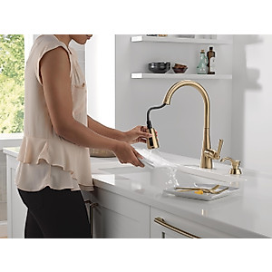 Delta Faucet Boyd Kitchen Faucet with Soap Dispenser, Kitchen Faucets with Pull Down Sprayer Gold, Kitchen Sink Faucet with Magnetic Docking Spray Head, Champagne Bronze 19893Z-CZSD-DST