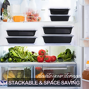 Meal Prep Containers 50 Pack - Food Storage Container with Lids, Resturaunt Take-Out Container, Durable & Airtight, Microwave & Freezer Safe for Freshness, Convenience & Organization (28oz -50 Pack)