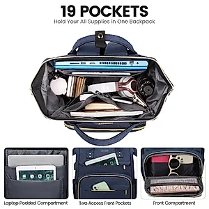 LOVEVOOK Laptop Backpack for Women Teacher Backpack Nurse Bag,Work Bag Backpack Purse Bag Anti-Theft Travel Backpack with USB Charging Port,14 Inch Backpack for College Business Casual