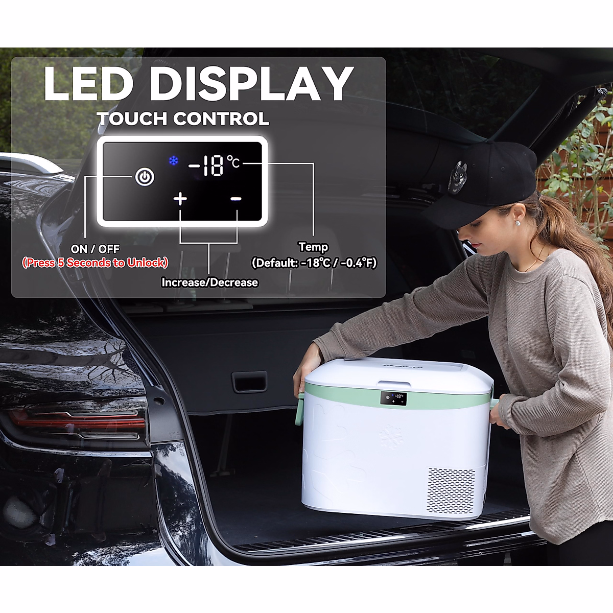 Megiu Car Fridge Portable 12V Refrigerator 19 Quart (18 Liter) 12 Volt Freezer Compressor Cooler 12V/24V DC 110～240 V AC for Truck Van RV Camper SUV and Home Use -18℃~+15℃