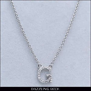Dazzlingrock Collection 0.12 Cttw Round White Diamond Uppercase Initial 'G' Pendant Necklace with 18 inch Silver Chain for Women in 14K Solid White Gold