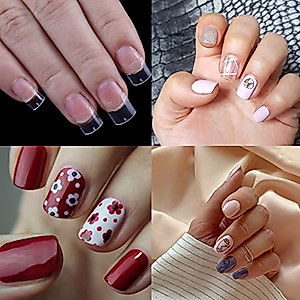 Beuniar Acrylic Natural Nail Tips 500Pcs Short French Artificial Square False Tip for Manicure with Storage Box