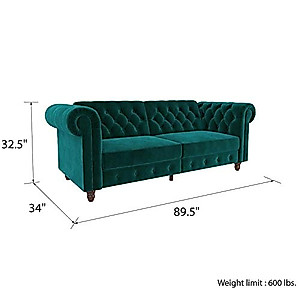 DHP Furini Tufted Sleeper Sofa in Green