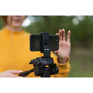 DaVoice Tripod Phone Mount Adapter, 360 Rotating Holder, Compatible with iPhone Smartphone Camera Stand, Universal Cell Phone Attachment Clip Clamp